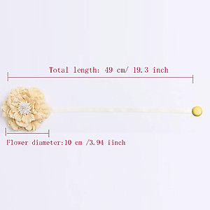 CHICTIE 2 Piece Large Cloth Flower Magnetic Curtain Tieback Wedding Decorative Holdbacks Rope American Rustic Style Drapery Holder Clip for Girl's Room (Grey)