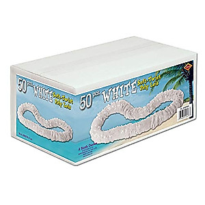 Soft-Twist Poly Leis w/Labeled Box (white), 50 White Leis Per Package