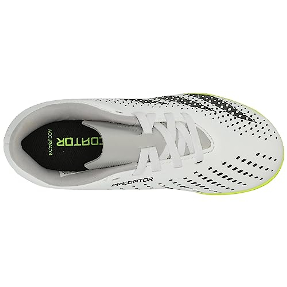 adidas Predator Accuracy.4 Turf Sneaker, White/Core Black/Lucid Lemon, 5.5 US Unisex Big Kid