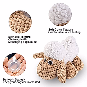 horrain Squeaky Plush Dog Toy, Durable Chewing Toys Stuffed Animals Toys with Cotton Material for Puppies, Small Medium Pets (Adorable Sheep Pattern)
