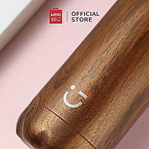 MINISO Fathers Day Gifts from Daughter Imitation Wood Grain Insulated Bottle, 17oz Stainless Steel Water Bottles for Gym,Travel,Sports, Reusable Metal Water Bottle