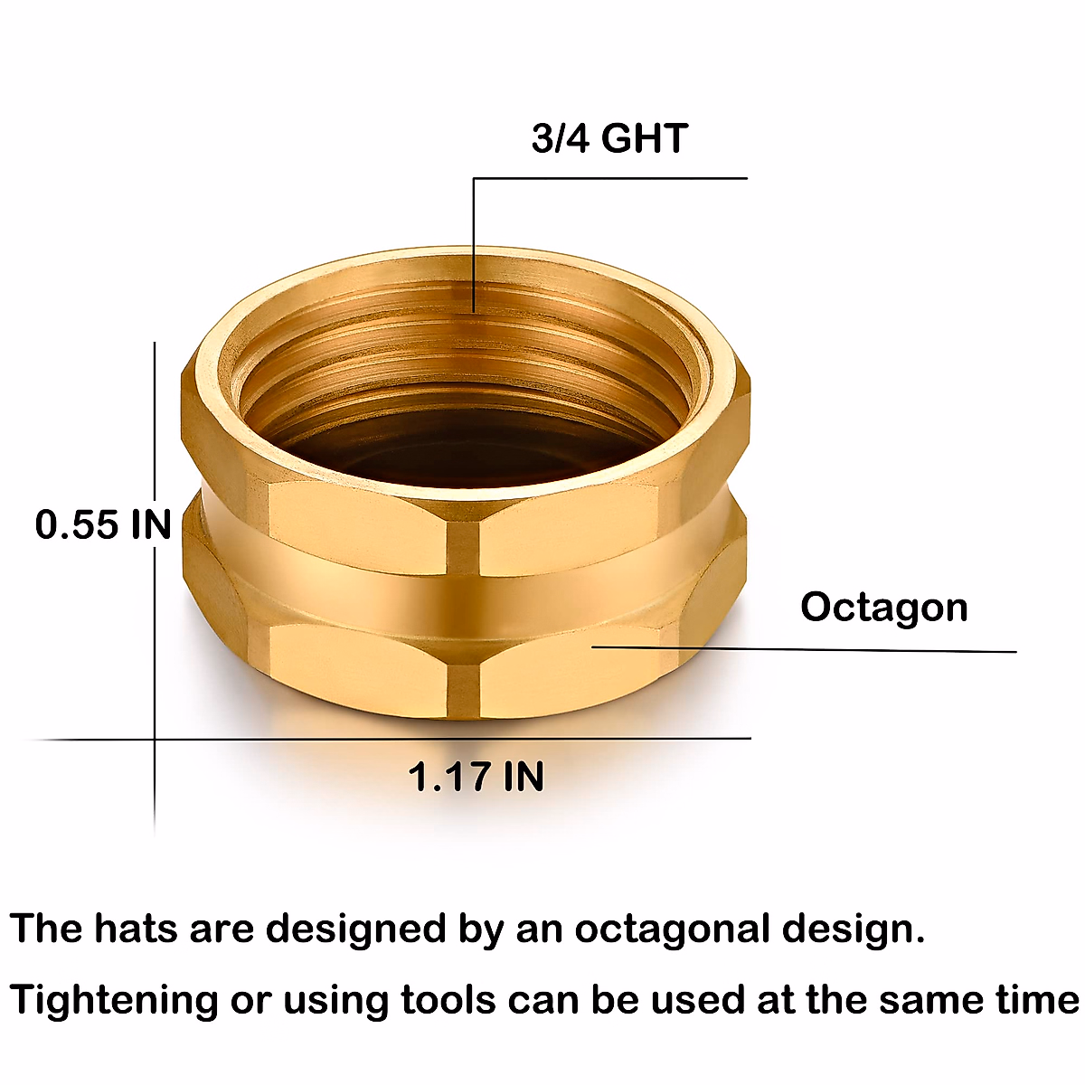 YELUN 3/4" Garden Hose End Caps,Brass Garden Hose Cap with Washers,Female End Cap 2 Pack