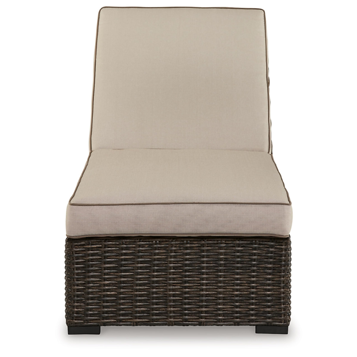 Signature Design by Ashley Coastline Bay Casual Outdoor Armless Chaise Lounge with Cushion and Adjustable Height, Beige & Dark Brown