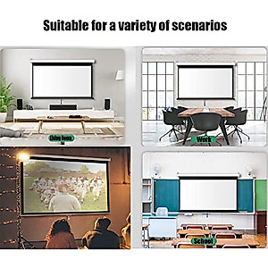 60 inch Projector Screen Pull Down 4:3 16:9 Movie Projection Screen, Auto-Locking Portable Projection Screen for 4K HD - Manual Projector Screen Roll for Indoor Outdoor Home Theater