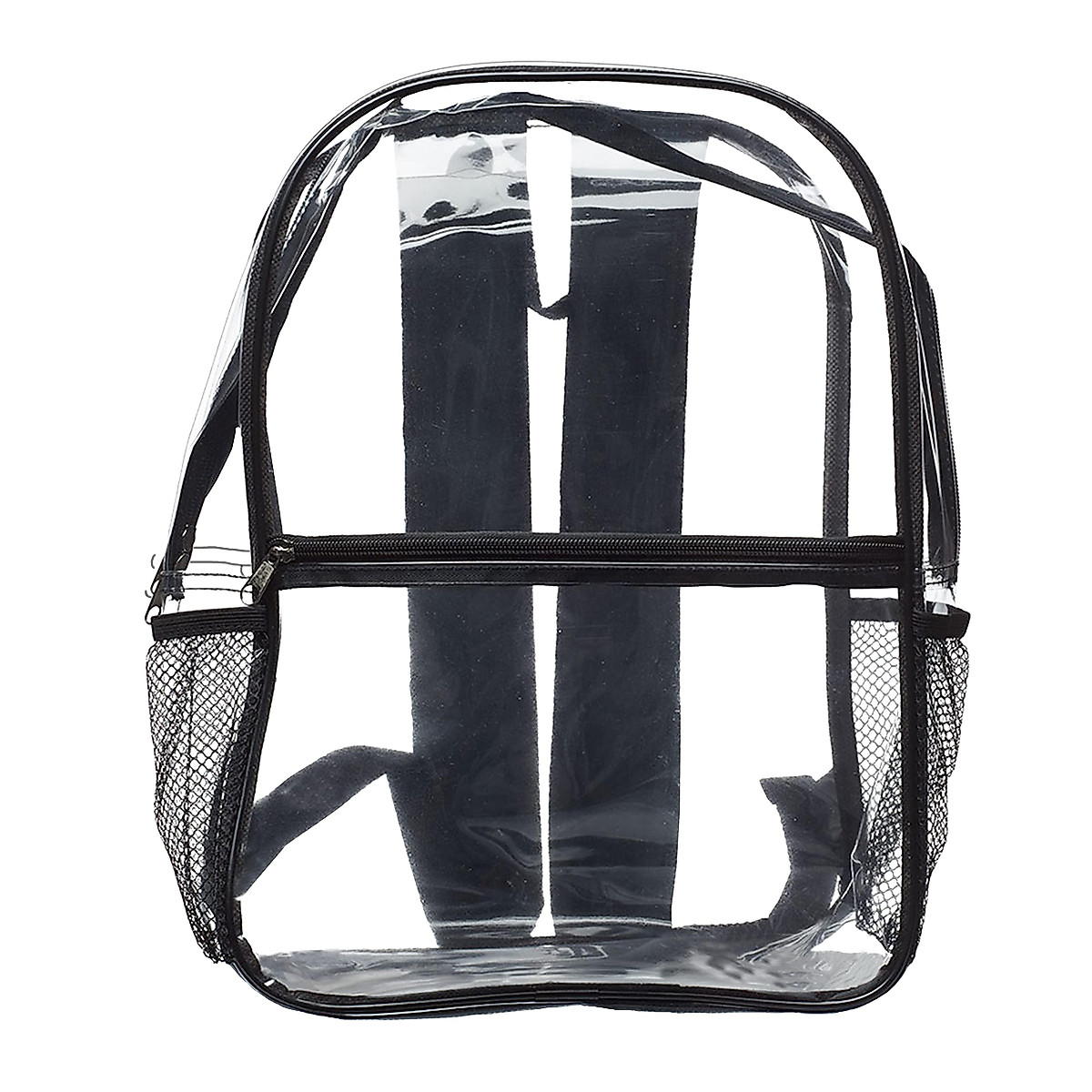 Clear PVC Plastic Backpacks Set of 6, Bulk Pack - Water Resistant, Perfect for School, Travel, Outdoor - Clear Black