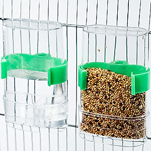 Parakeet Water Dispenser Bird Cage - No Mess Parrot Feeder Parakeet Food Parakeet Cage Accessories Automatic Feeding Waterer for Birds Parrot Finch Canaries (2Pcs) Clear