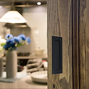 Orgerphy 7” Barn Door Handle Finger Pull Set (1 Pack) in Black | Heavy Duty Modern Simple Invisible Handle for Gates Garages Sheds Barn Door, Pocket Door | with Flat Bottom Easy to Install