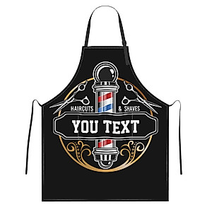MLIANCEN Custom Vintage Barber Shop Haircuts Barber Apron for Men Women,Personalized Photo Logo Text Barbershop Apron with Pockets,Customized Adjustable Bib Apron for Hair Salon Hairdressers,One Size