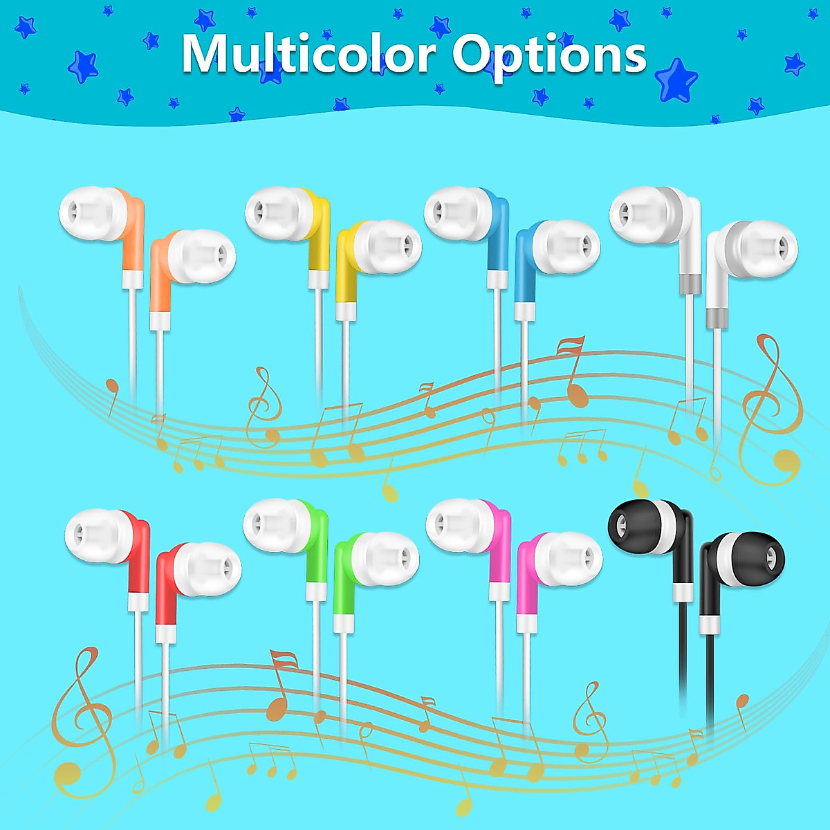 TJZXGUI 8 Pack Bulk Earbuds Headphones Wholesale Earphones Disposable Ear Buds Bulk Headphones for School Classroom Students (Multi Colored)