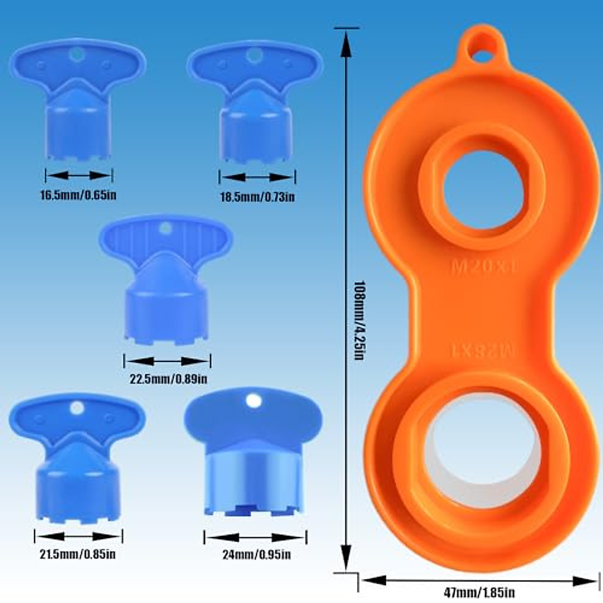 BOETOADG Faucet Aerator Key Removal Wrench Tool with 5 Sizes M16.5, M18.5, M21.5, M22.5, M24 Concave Spout Key Sink Spout Wrench with Faucet Housing Removal Toolfor Bathroom Kitchen Sink Removal Tool