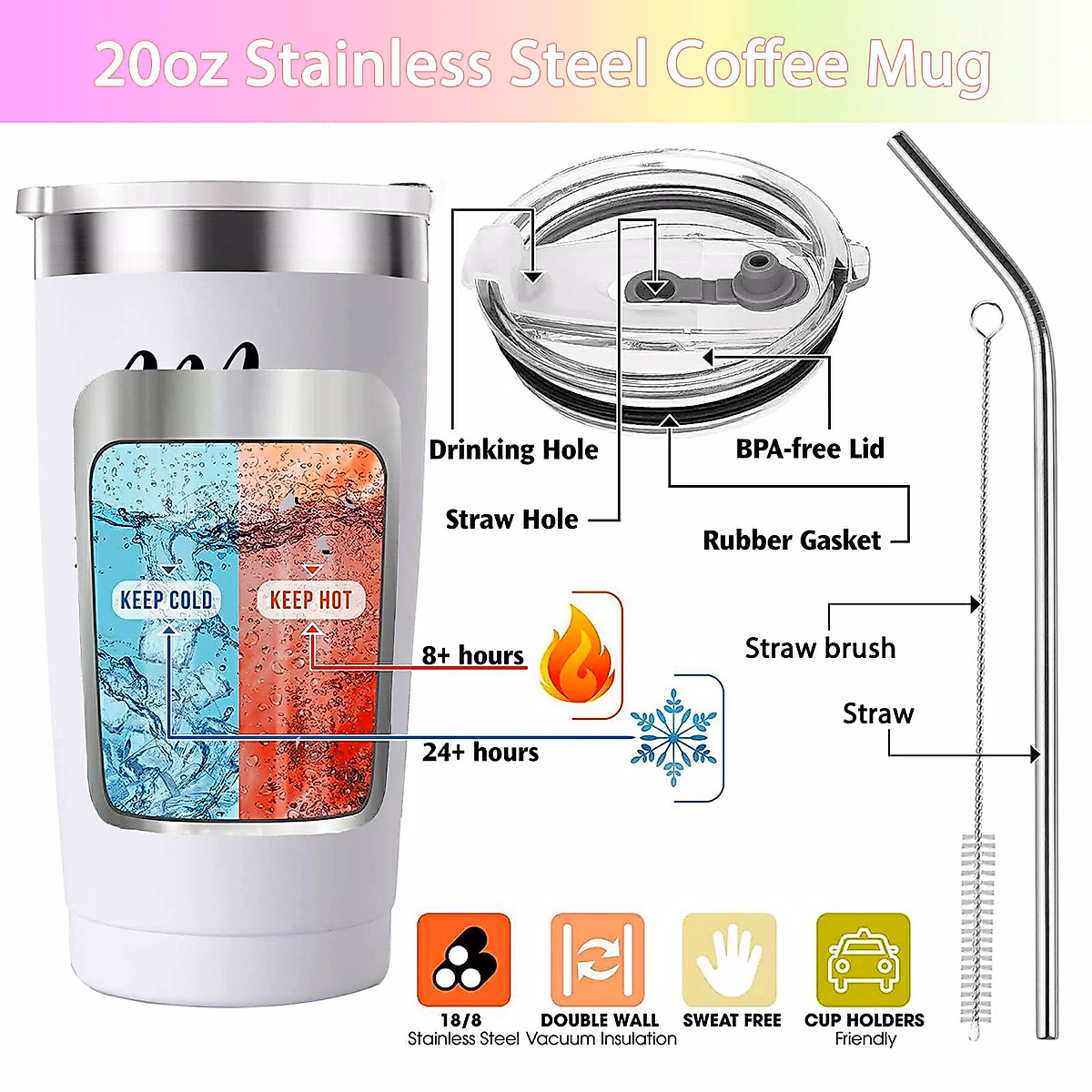 DHQH Personalized Mr and Mrs EST 2024 Gift Stainless Steel Travel Tumbler & Leather Luggage Tag Set - Wedding Gifts for Couples 2024- Perfect Newlywed, Engagement, and Bridal Shower Gifts