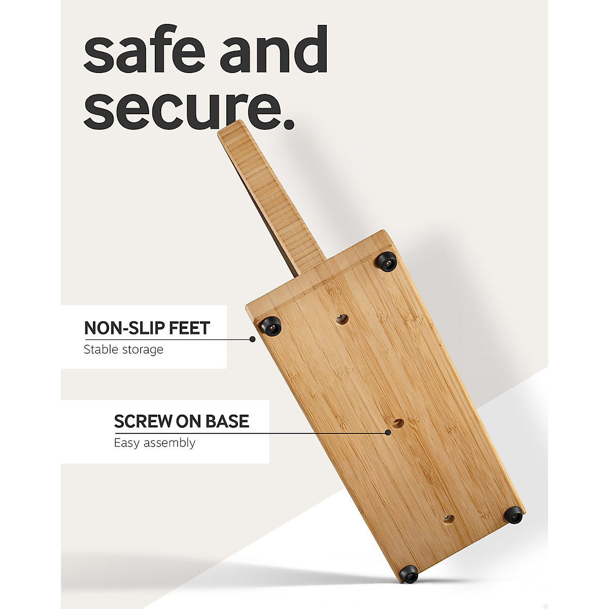 LARHN Magnetic Knife Block - Powerful Double-Sided Wooden Magnetic Knife Holder for up to 9″ Knives - Supplied as Empty Knife Block Without Knives