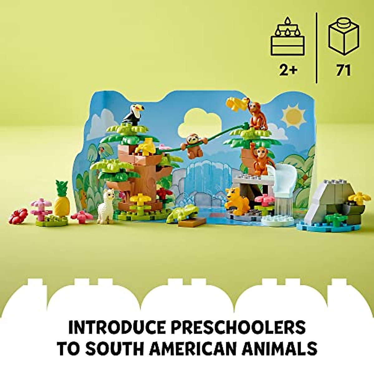 LEGO DUPLO Wild Animals of South America 10973 Educational Set - Featuring 7 Toy Animal Figures and Jungle Playmat, Early Learning and Motor Skill Toys for Toddlers, Girls, Boys, and Kids Ages 2+