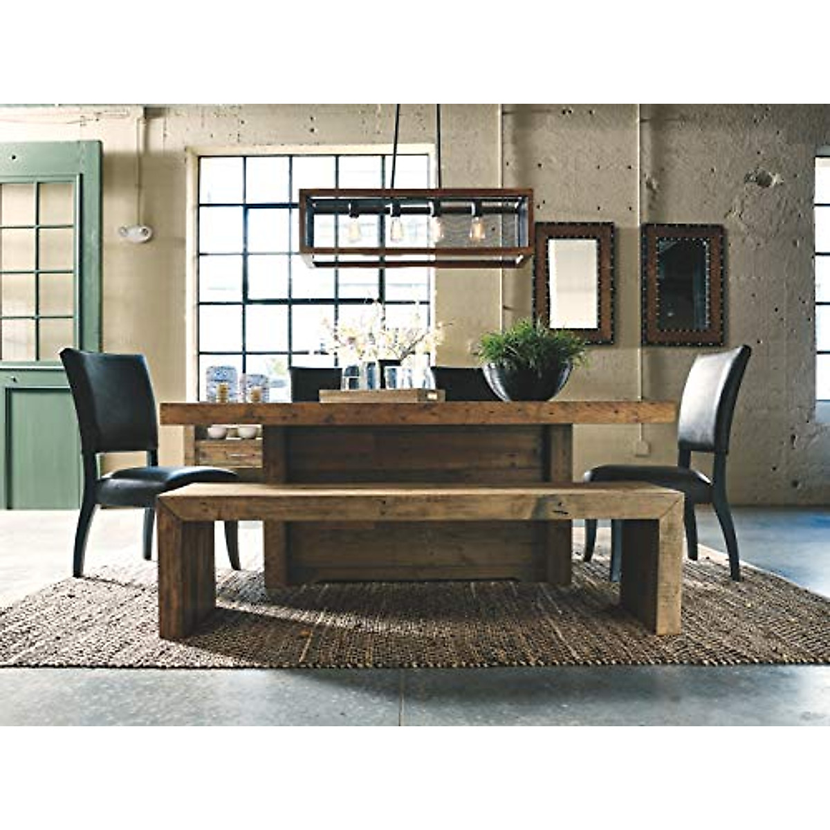Signature Design by Ashley Sommerford Rustic Wood Dining Room Long Bench, Brown