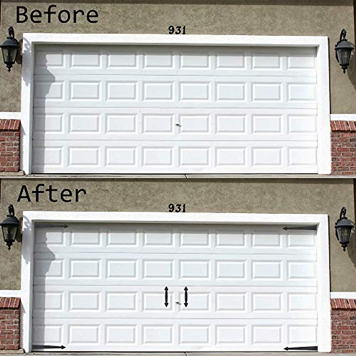 WINSOON Magnetic Decorative Garage Door Carriage Accents Hardware Kit, 1 Set of House Garage Faux Hinges & Handles, Screw in, Curb Appeal Decor, Black