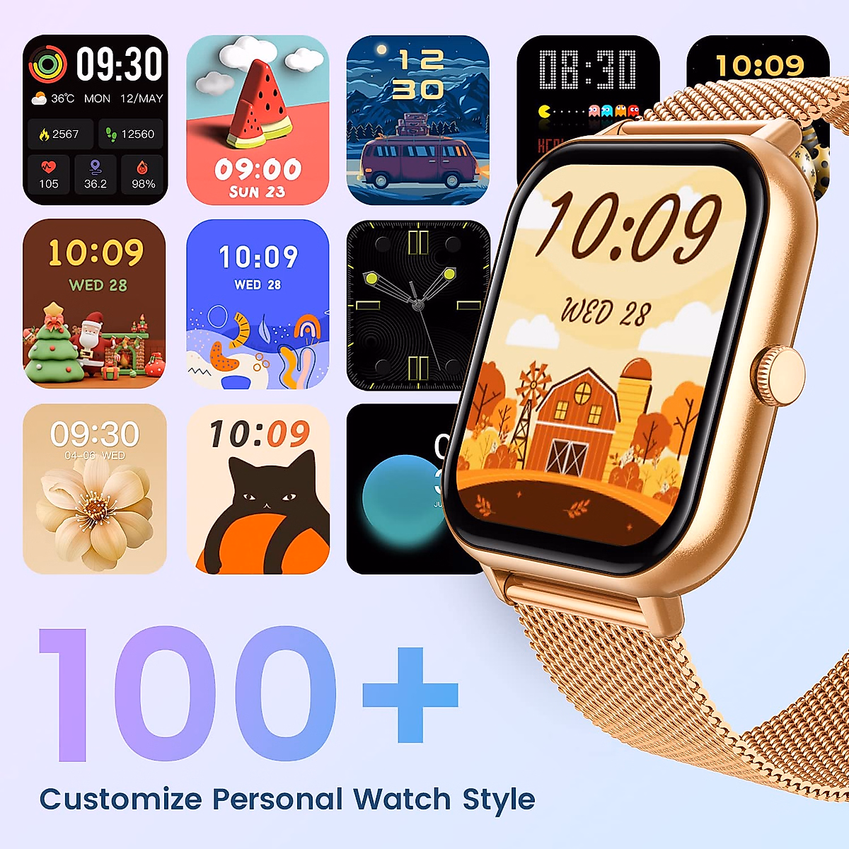 Smart Watch for Women Fitness Tracker: 1.83 Inch Bluetooth Call Smartwatch with Blood Oxygen Blood Pressure Monitor Compatible with Android Ios 100+ Sport Mode Heart Rate Steps Counter Waterproof Ip67