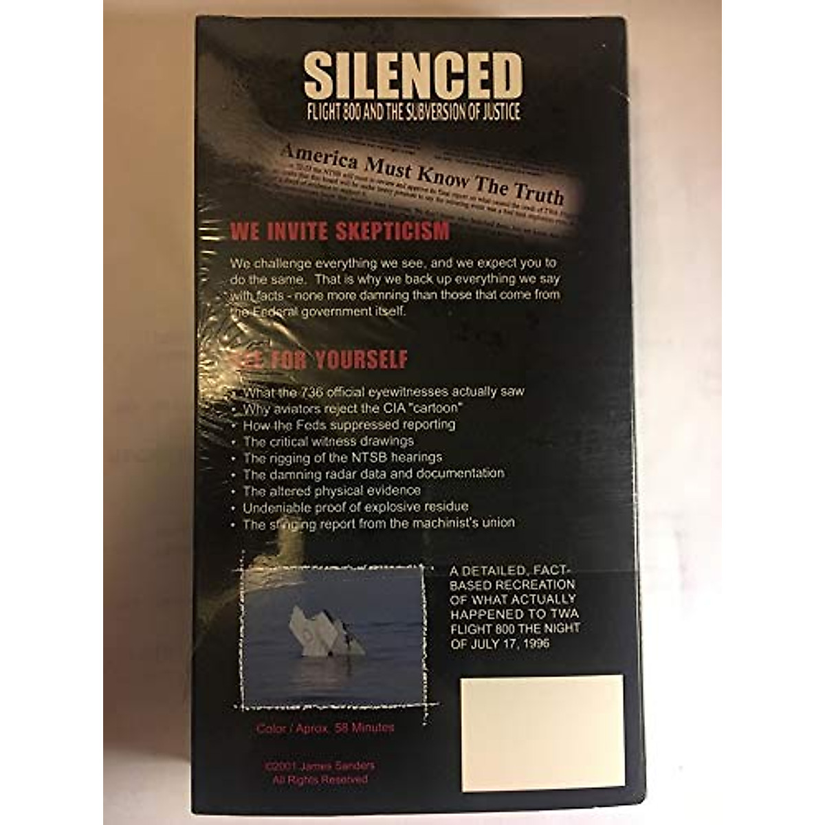 Silenced Flight 800 and The Subversion of Justice VHS TWA 1996 Rare Hard to Find Video