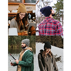 Winter Beanie Acrylic Winter Hats for Women Men Soft Warm Unisex Cuffed Beanie (Black)