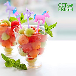 GET FRESH Food Picks for Kids – 24 pcs Unicorn Bento Food Picks for Toddlers Lunch Decoration – Cute Decorative Plastic Animal Food Picks for Children – Reusable Bento Box Toothpicks Set for Lunch