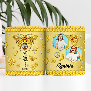 White Ceramic Coffee Mug Photo Mugs Personalized Picture Custom Name Birthday Gifts For Bee Lovers Women Girls Jewelry Style Novelty Tea Cup Table Desk Accessories 11 And 15 Oz