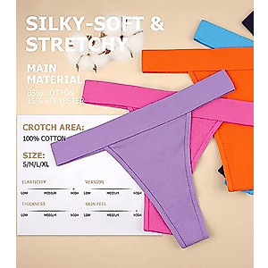 chahoo High Waisted Thong Womens Seamless Cotton Underwear No Show Panties Thongs Breathable Underwear for Women 5 Pack S-XL