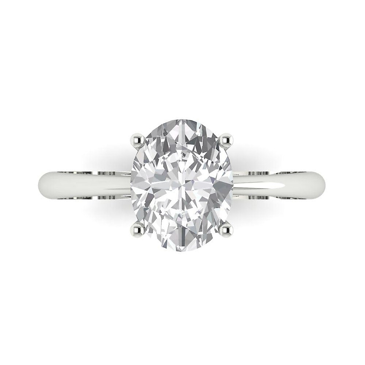 Clara Pucci 2.0 ct Oval Cut Solitaire Moissanite Engagement Wedding Bridal Promise Anniversary Ring 18K White Gold Size 10.25