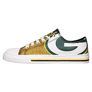FOCO Green Bay Packers NFL Womens Glitter Low Top Canvas Shoes - 7