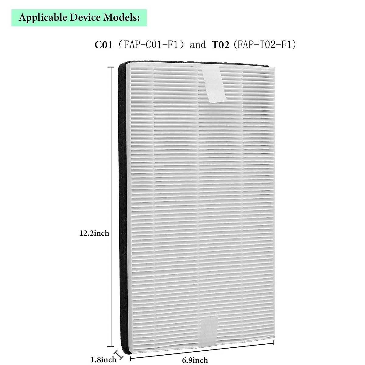 Nyingchi F1 Advanced Allergen Reduction, H13 Grade F1 HEPA Replacement Filter, Compatible with 3M Filtrete Room Air Purifier FAP-C01-F1,FAP-T02-F1, FAP-C01BA-G1, FAP-T02WA-G1, 2 Pack