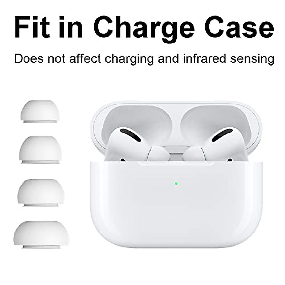 [8 Pairs] Compatible with AirPods Pro 2 Ear Tips, Silicone Replacement XS/S/M/L 4 Size Fit in Charging Case Earbuds Eartips with Storage Box Compatible with AirPods Pro ( XS/S/M/L White )