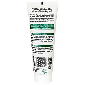 Planty Exfoliating Body Scrub with AHAs - Glycolic Acid & Lactic Acid - For Rough Skin and Uneven Skin Tone, 8 0z
