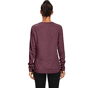 Muzniuer Women's Burgundy Long Sleeve Yoga Sports Running Hiking Shirt Workout Tops S