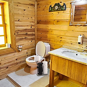 Sitting Stinky Bear Toilet Paper Holder with Storage, Freestanding Bathroom Decoration, Rustic Cabin Décor, 18.5 Inches