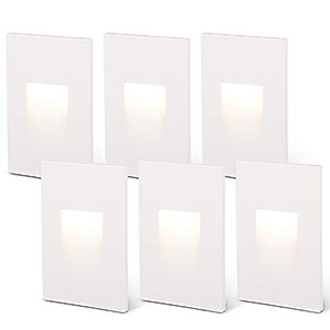 LEONLITE Classic Series 120V LED Step Lights, Dimmable 3.5W Indoor Outdoor Stair Light, 110lm, ETL Listed, Vertical, IP65 Waterproof, Aluminum, CRI 90, 3000K Warm White, White, Pack of 6