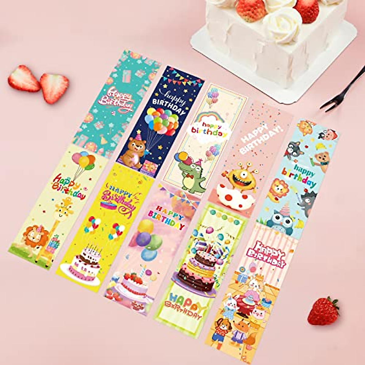 Happy Birthday Bookmarks for Kids Classroom Party Favor Supplies 100Pcs