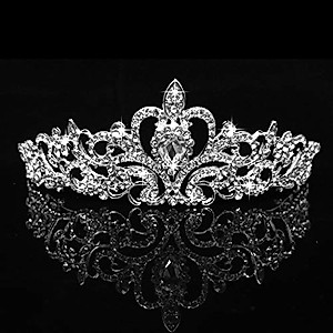 COCIDE Silver Jewelry Set for Women Crystal Tiara and Necklace Kit for Girls Rhinestone Crown Earrings Neck Accessories for Bride Wedding Birthday Party Bridal Prom Bridesmaid Dress up