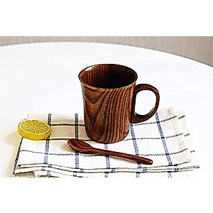 CTIGERS Wooden Coffee Beer Mugs Wood Cup Nature Jujube Mug Handmade Tea Cup with Handle 10 oz / 300ml