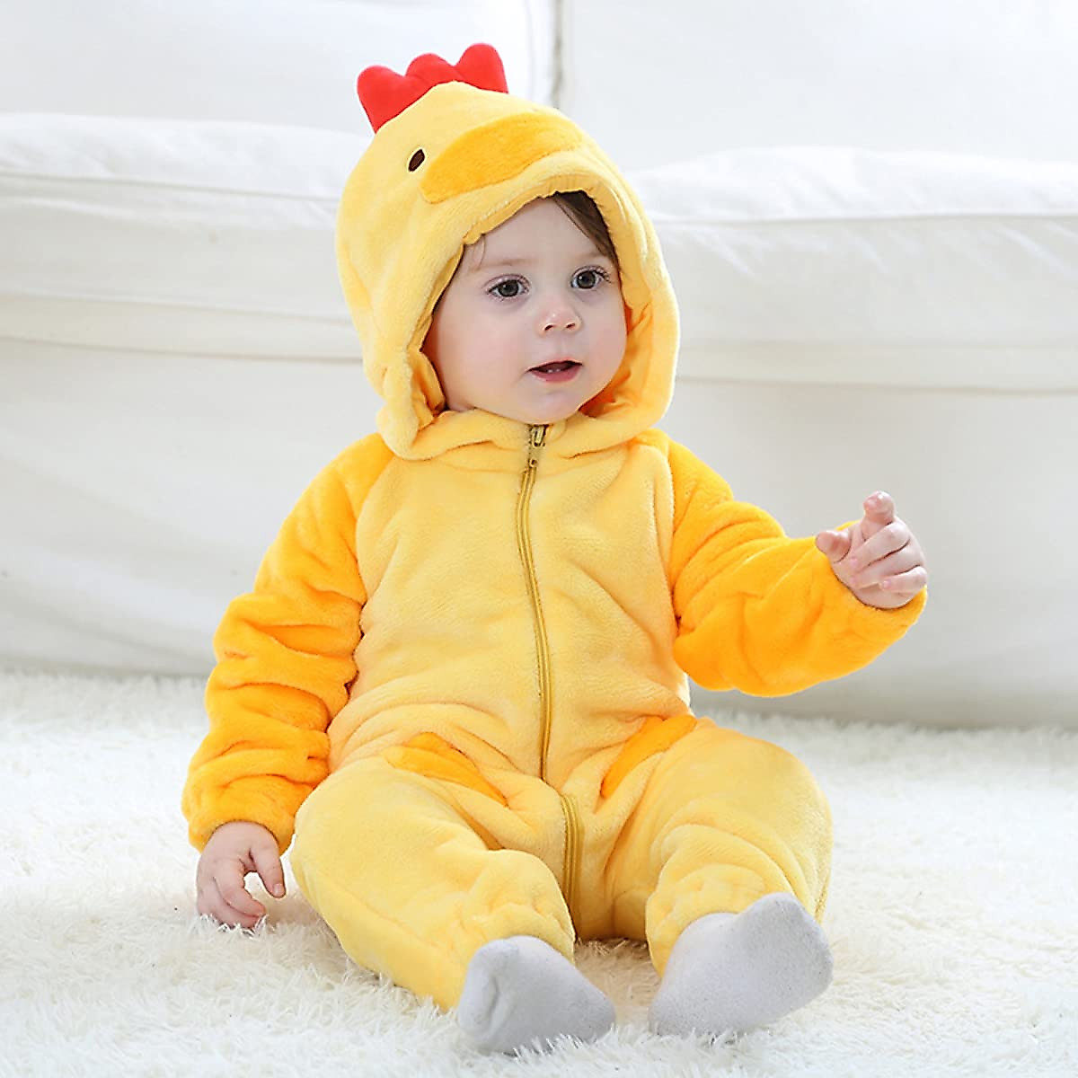 MerryJuly Baby Halloween Costumes For Kids Infant Toddler Boys Girls Animal Onesie Pajamas Costume Cartoon Romper Outfit Chicken 100cm/18-24 Months
