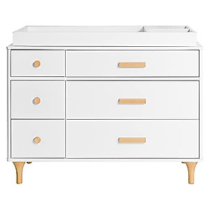 Babyletto Lolly 6-Drawer Assembled Double Dresser in White and Natural, Greenguard Gold Certified
