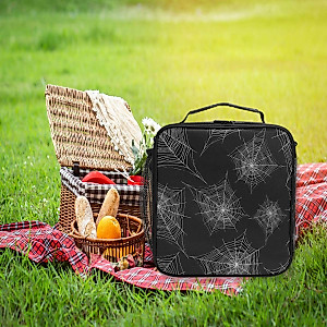 ZZXXB Spider Web Insulated Lunch Bag Box Reusable Thermal Cooler Bag Tote Outdoor Travel Picnic Bag With Shoulder Strap for Children Students Adults