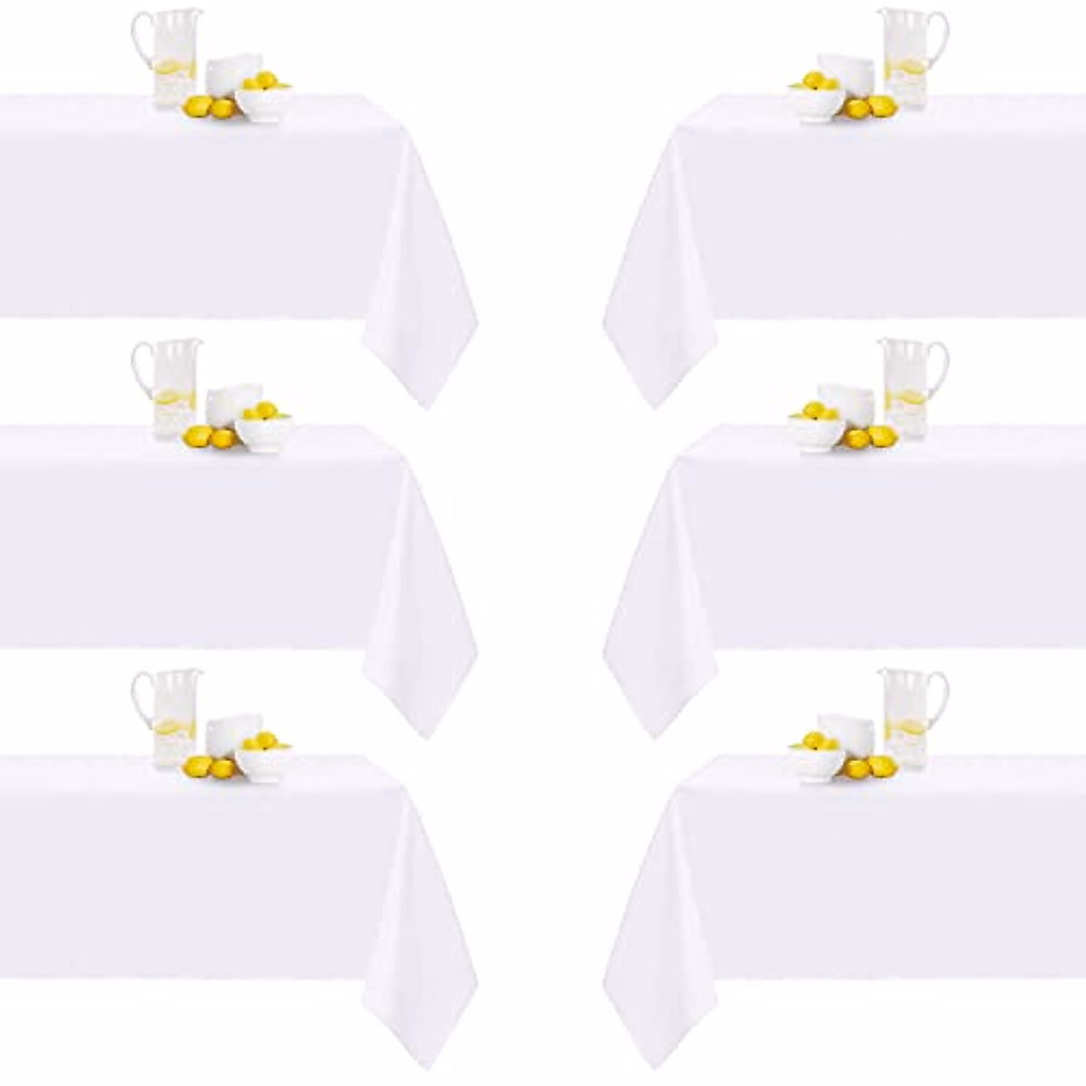 TANIASH 6 Pack White Tablecloths for Tectangle Tables 60 x 84 Inch,Wrinkle Resistant Polyester Table Cloth for 4 Foot Table,Great for Wedding Banquet Restaurant/Parties/Baby Shower