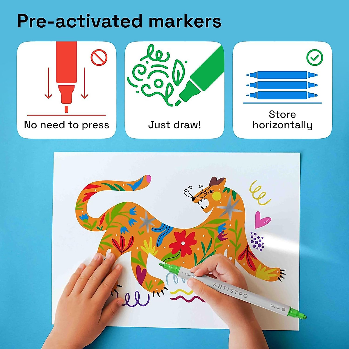 ARTISTRO 2 Gold Acrylic Paint Pens, Acrylic Paint Markers Dual Tip (Fine 1mm + Dot 5mm), Acrylic Markers for Fabric, Canvas, Rock, Glass, Wood, Paper, DYI, Paint Markers for Kids and Adults