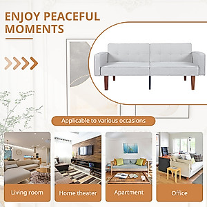 Fangflower 68.1'' Wide Modern Tufted Back Upholstered Convertible Sofa with Reclining Backrest, with Nailhead Trims for Living Room, Apartment (Fabric, Gray)