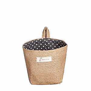 Storage Bag,IEason Clearance Sale! Polka Dot Small Storage Sack Cloth Hanging Non Woven Storage Basket (Black)