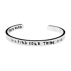 Jvvsci Find Your Tribe Love Them Hard Cuff Bracelet, Raising My Tribe Jewelry, Friends BFF Sisters Encouragement Gift，Gift For Her