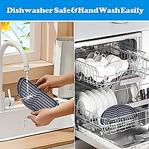 2 Pcs Refrigerator Drip Catcher Tray, Reusable Silicone Refrigerator Water Dispenser Pan, Fridge Spills Water Pad Catch Basin for Drainage (Semi-Circular, Grey)