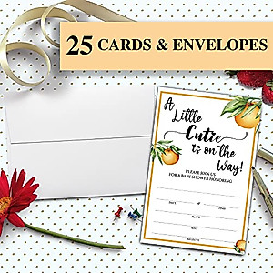 Nopoben Baby Shower Invitations and Envelopes, Cutie Baby Shower Invitations, Greenery Baby Shower Gender Reveal Party Supplies 25 Cards With Envelopes -(020bbyaoqing)