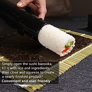 FUNGYAND Sushi Making Kit, All in One Sushi Bazooka Maker with Bamboo Mats, Bamboo Chopsticks, Avocado Slicer, Paddle, Spreader, Sushi Knife, Chopsticks Holder, Cotton Bag, DIY Sushi Roller Machine