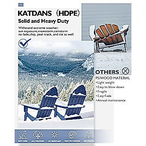 KATDANS Adirondack Chair Weather Resistant-Outdoor Fire Pit Chairs - Adirondack Chair with Retractable Ottoman - Patio Chair for Outside, Garden, Backyard, Campfire - Navy Blue - OD211212BL