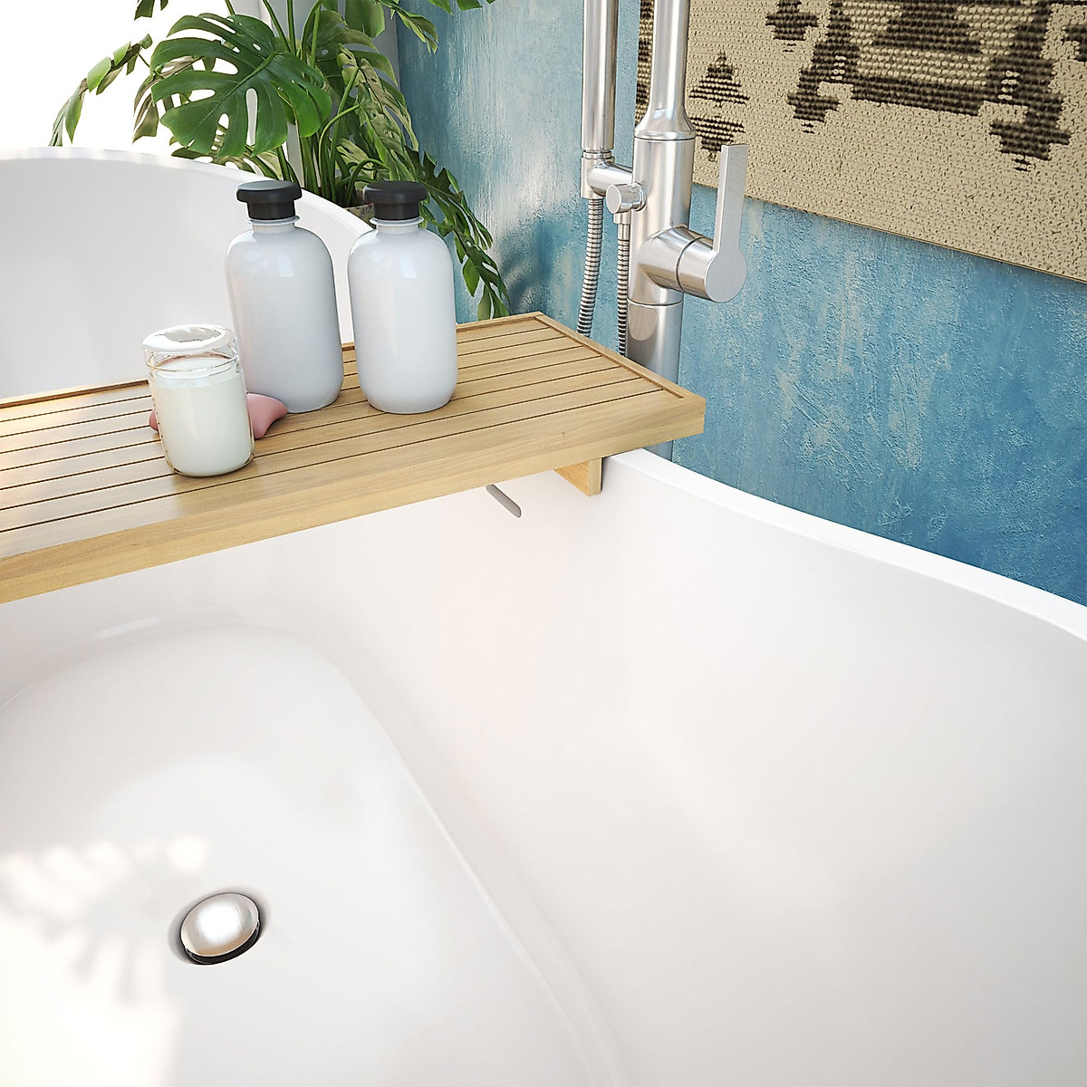 DreamLine Nile 59 in. L x 28 in. H Acrylic Freestanding Bathtub with Brushed Nickel Finish