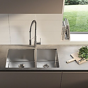 Kraus Standard PRO 33-Inch 16 Gauge Undermount 60/40 Double Bowl Stainless Steel Kitchen Sink, KHU103-33